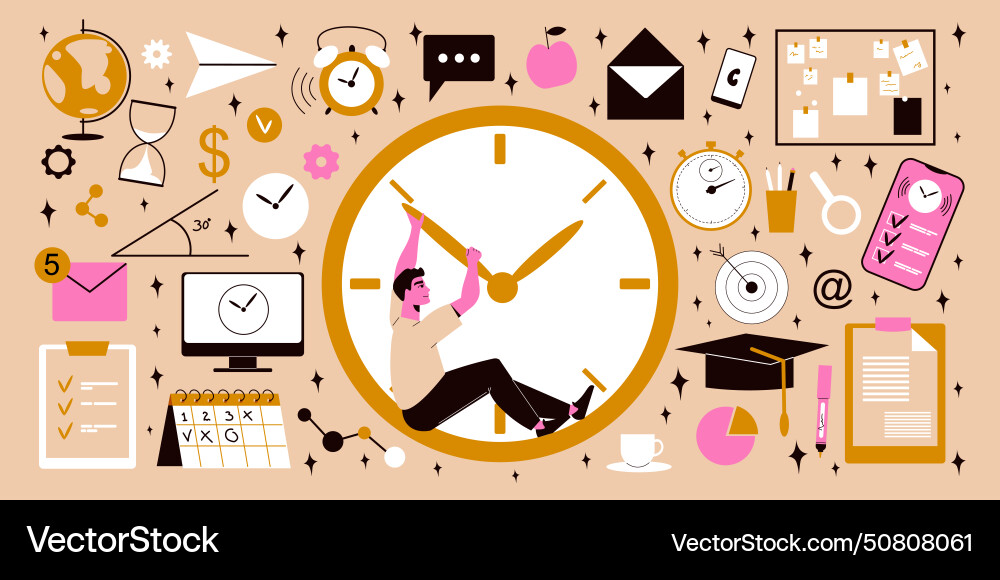Time management big set Royalty Free Vector Image