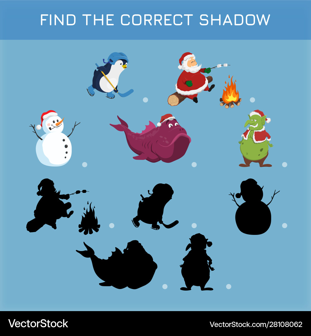 Christmas Shadow Matching Game Royalty Free Vector Image