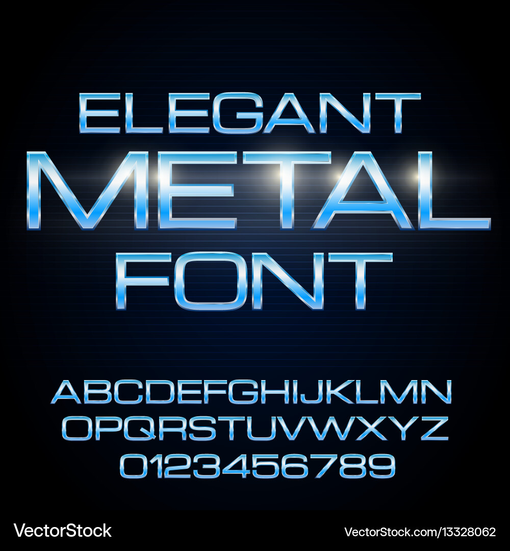 Chrome Metal Font - Elegant Typeface Royalty Free Vector