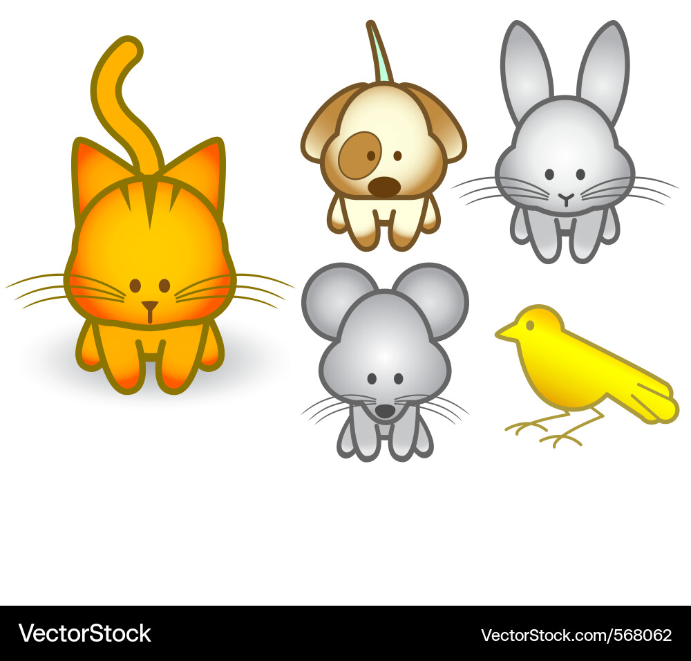 Cute Pet Animal Collection Royalty Free Vector Image