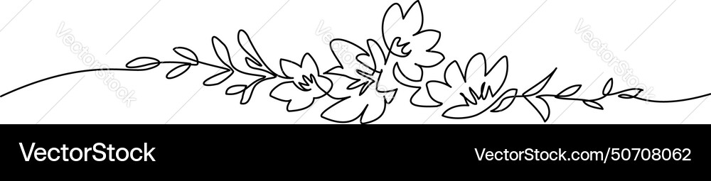 Flowers decoration row border continuous one line Vector Image