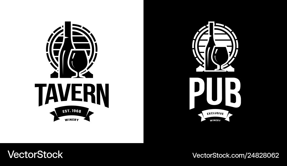 Modern wine isolated logo sign for pub tavern Vector Image
