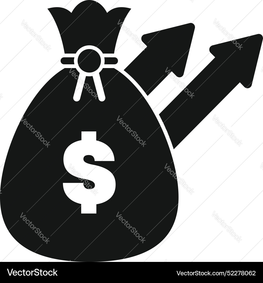 Money bag increasing value with upward arrows Vector Image