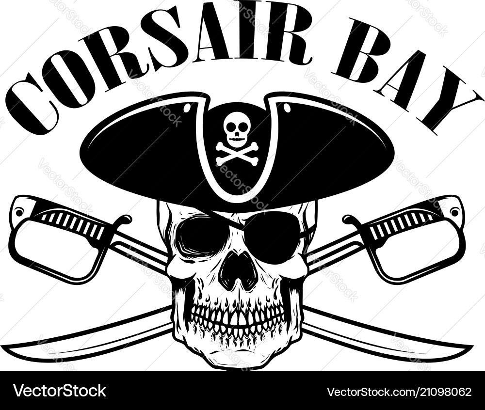 Pirates emblem template with swords and pirate Vector Image