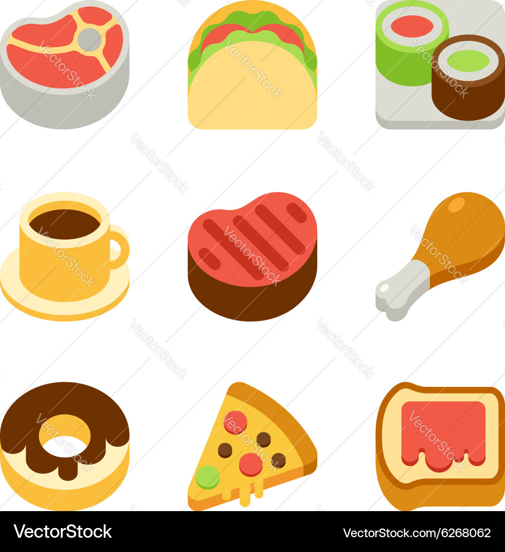Various isometric take out Royalty Free Vector Image