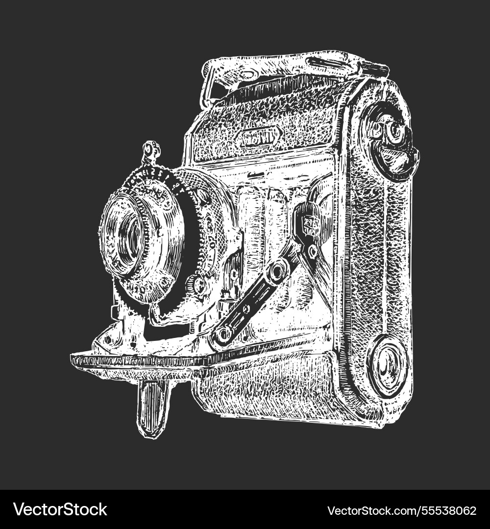 Vintage camera hand drawn Royalty Free Vector Image