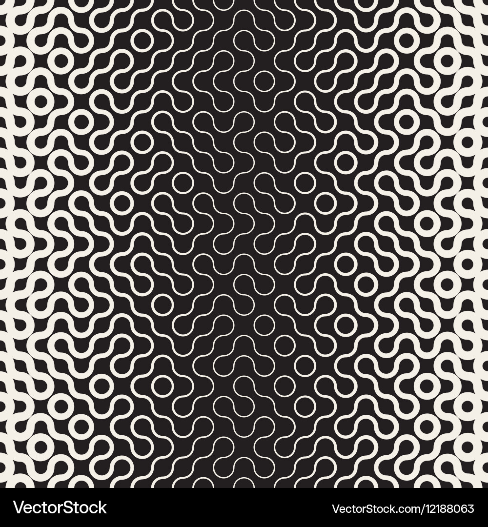 Black and White Round Line Pattern Royalty Free Vector Image