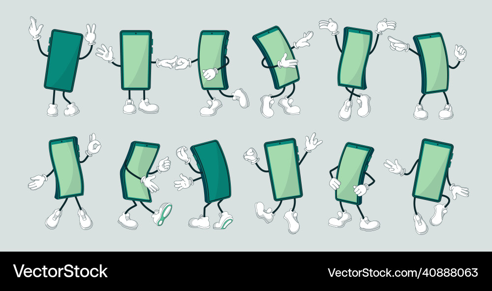 Cartoon phone character screen body Royalty Free Vector