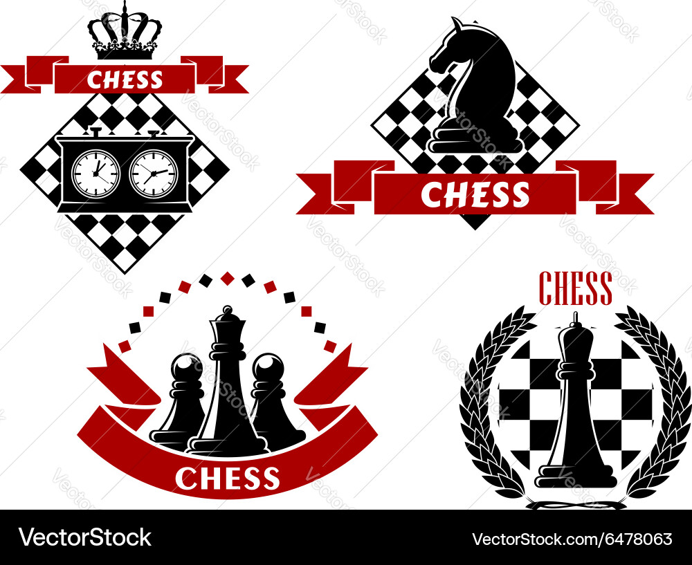 Chess Game Icons & Emblems Royalty Free Vector Image