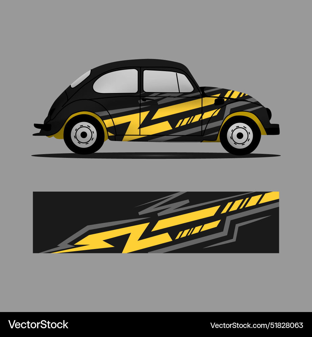Classic vehicle car wrap sticker design template Vector Image