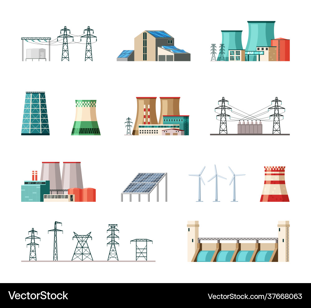 Industrial Power Generation & Energy Vector Image