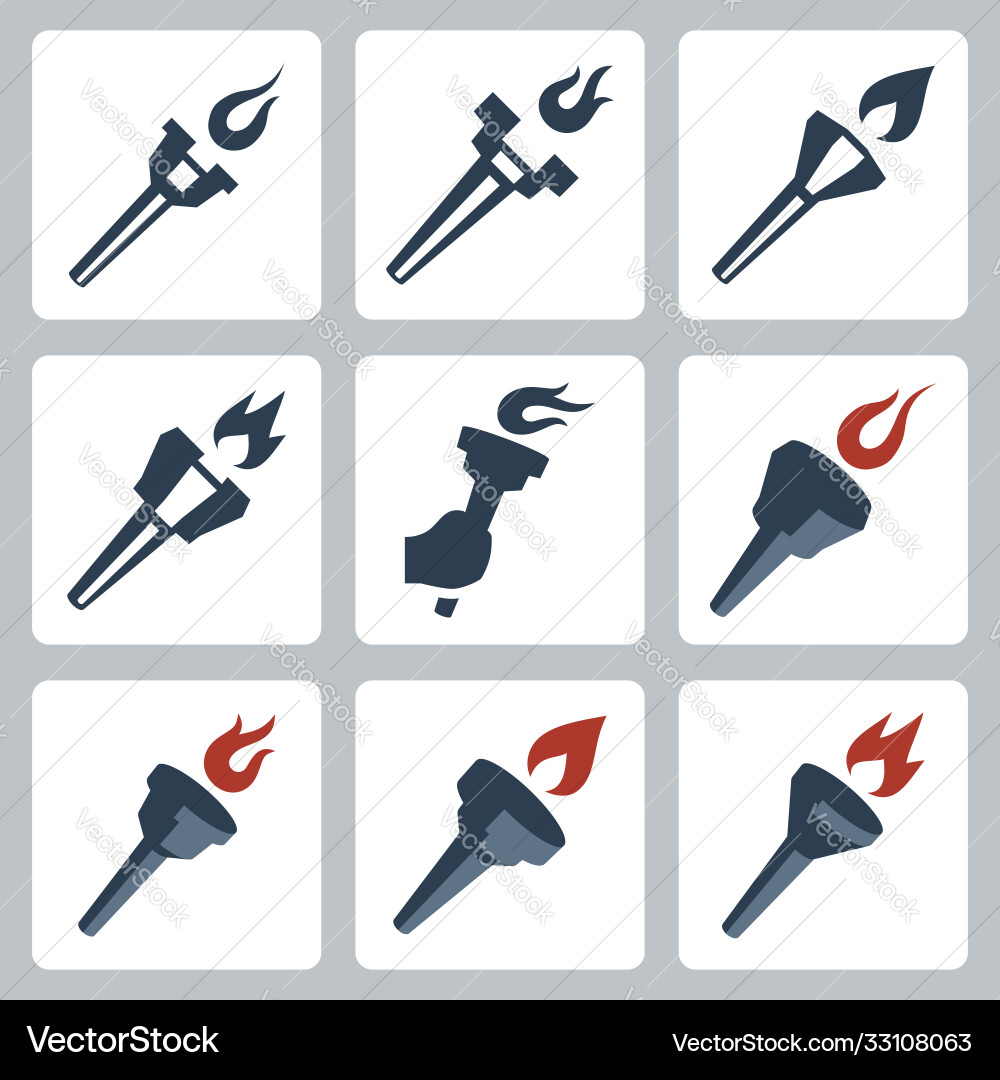 Isolated torches icons set Royalty Free Vector Image