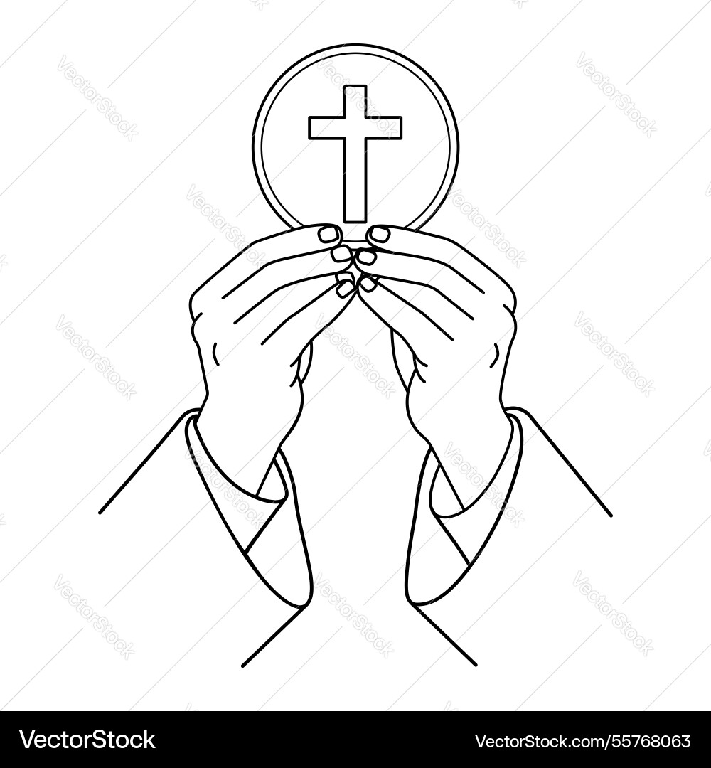 Line art of consecration the eucharist Royalty Free Vector