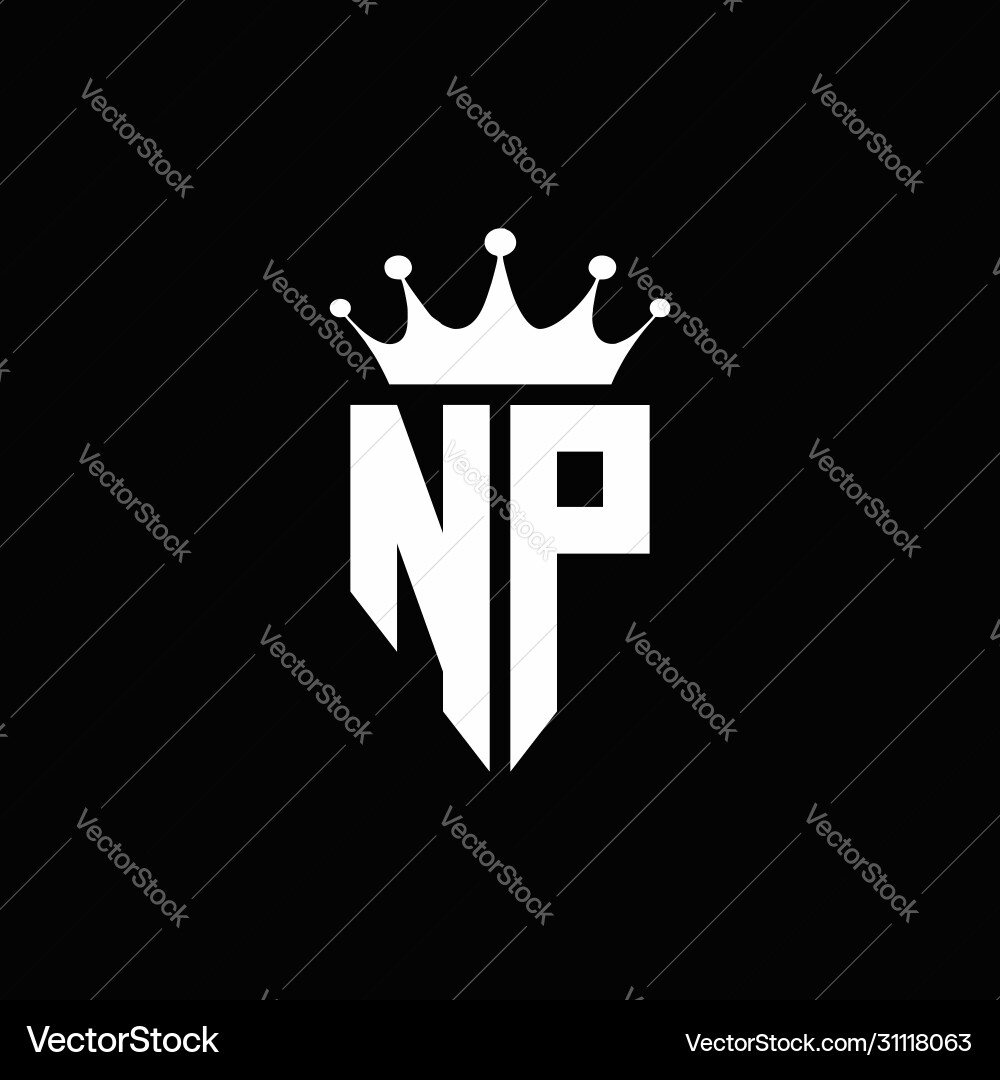 Np logo monogram emblem style with crown shape Vector Image