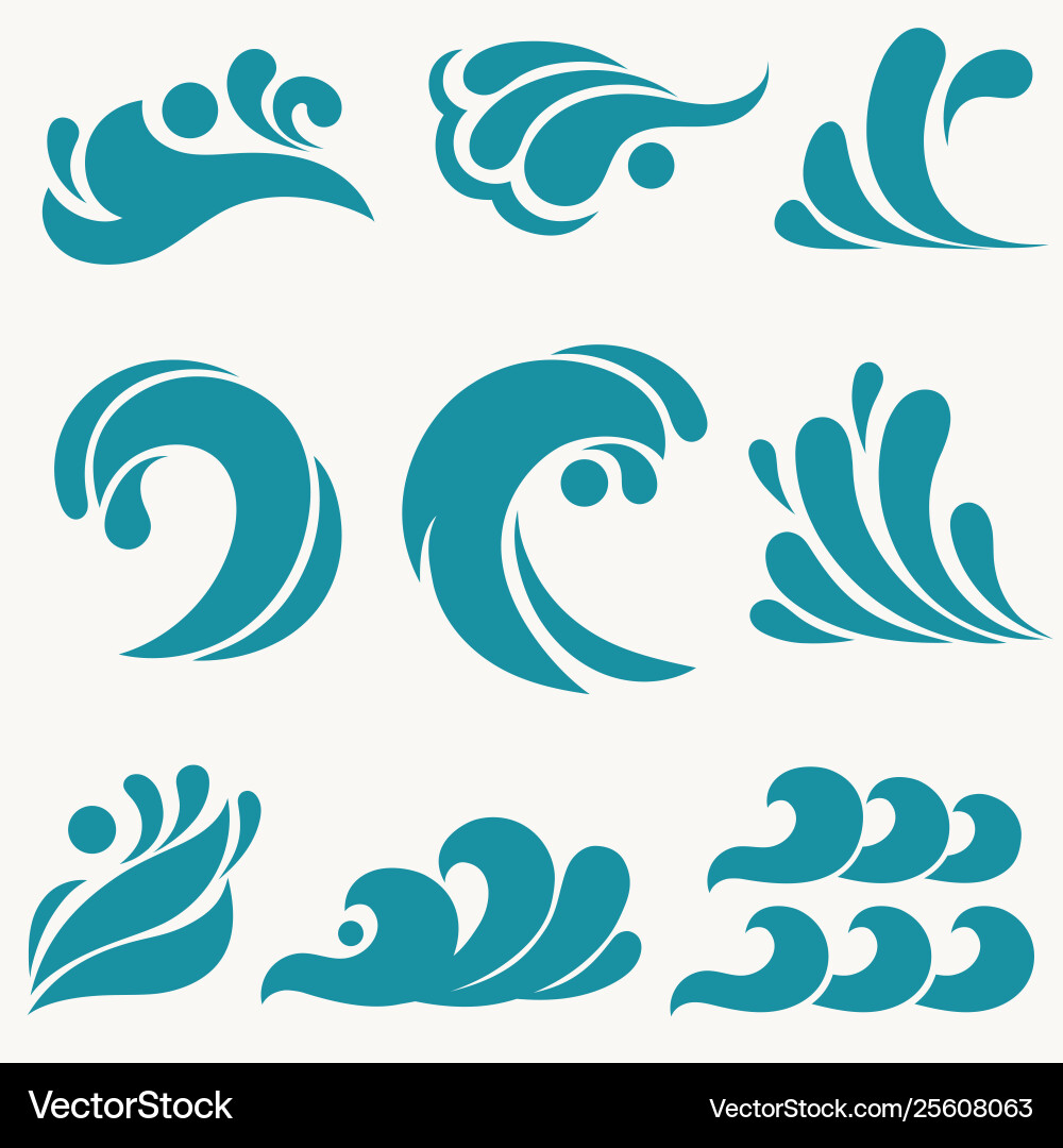 Ocean Wave Water Symbols Royalty Free Vector Image