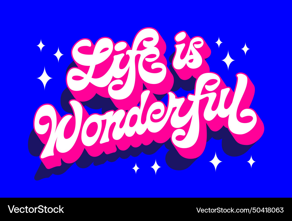 Stylish script lettering in vivid 60-70s style Vector Image