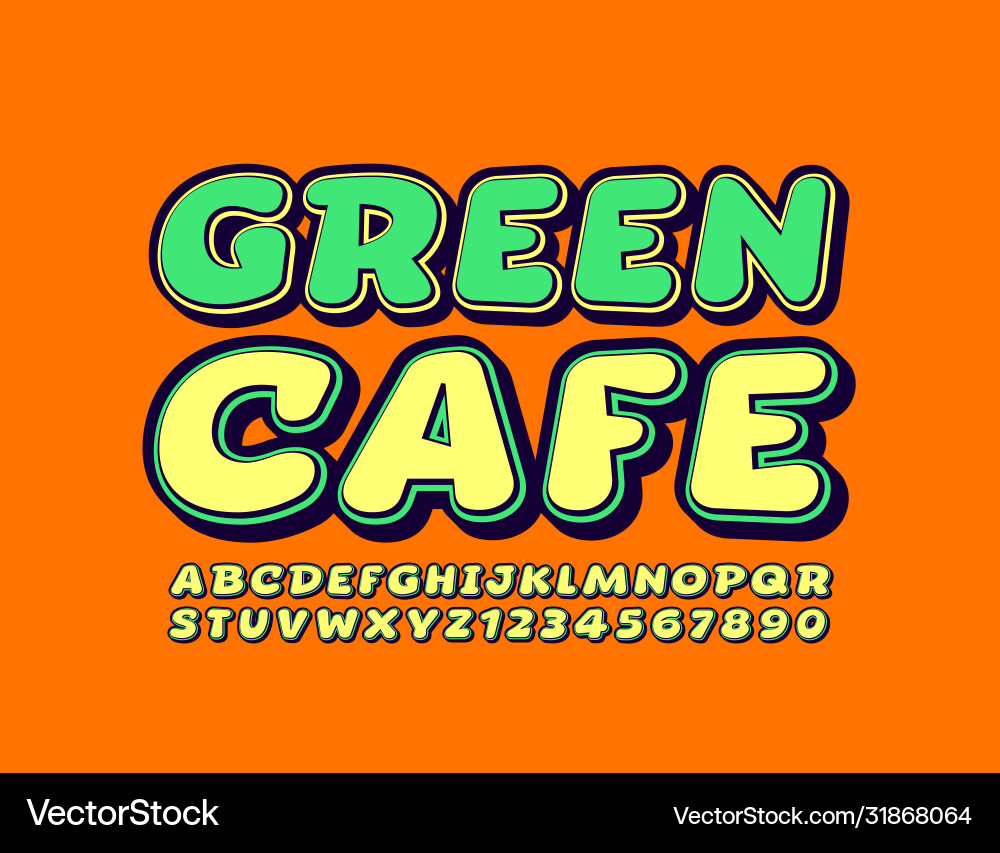 Creative logo green cafe with trendy font Vector Image