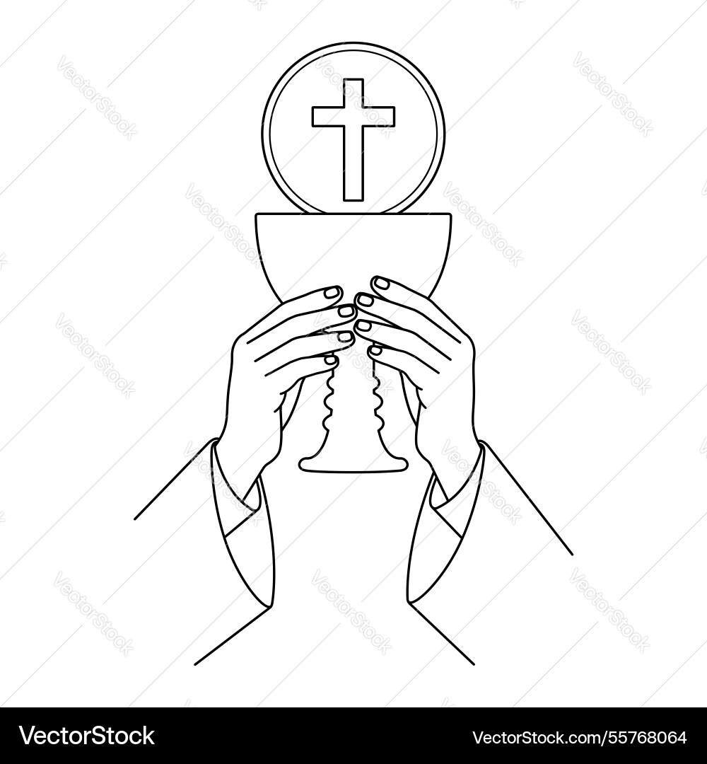 Hands of a priest consecrating catholic symbol Vector Image