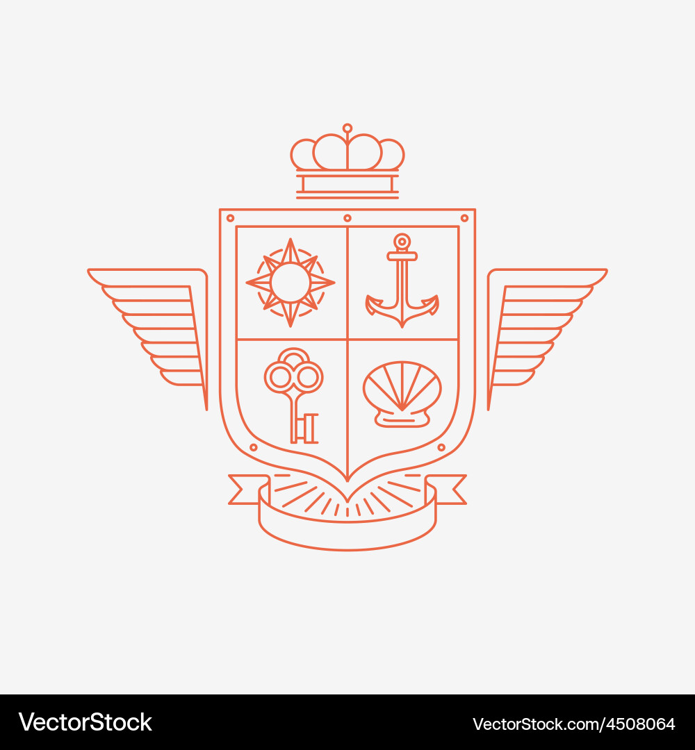 Linear heraldry symbols Royalty Free Vector Image