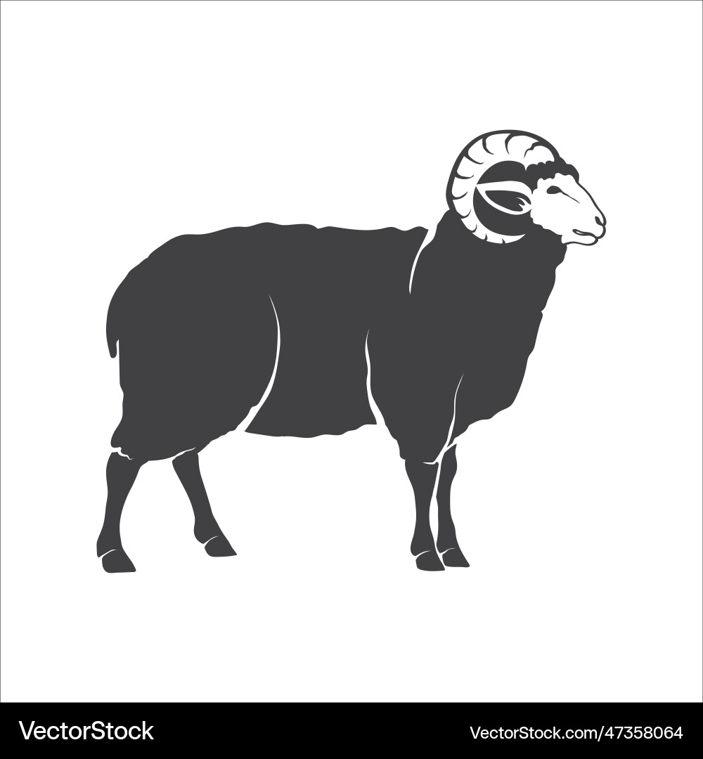Sheep simple icon with horned Royalty Free Vector Image