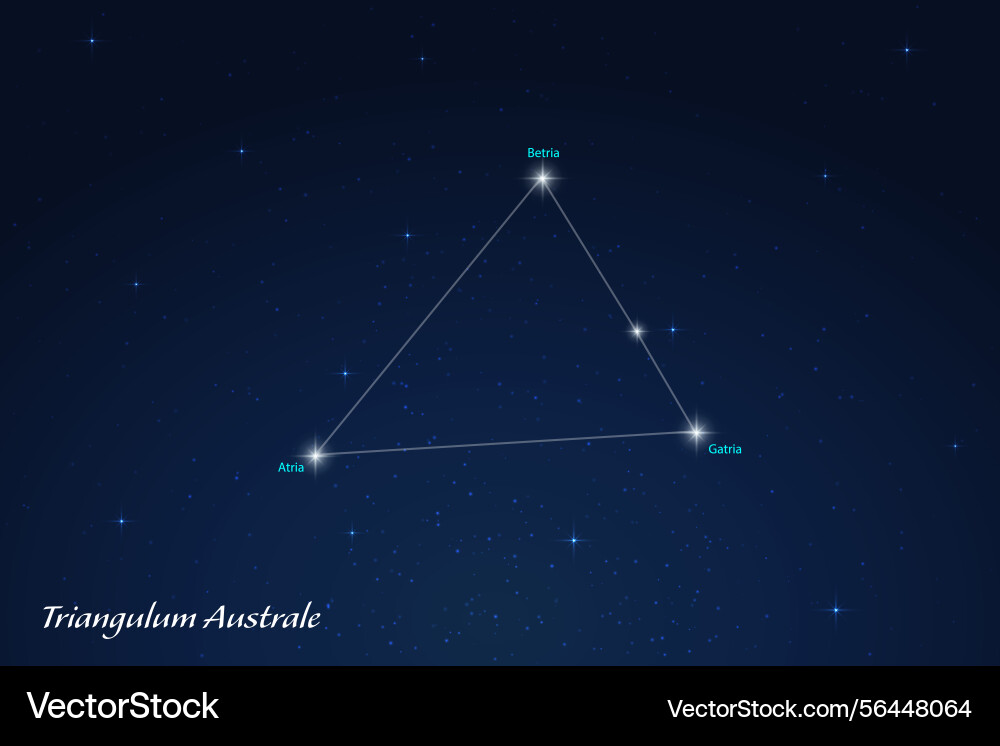 Triangulum australe constellation with star names Vector Image