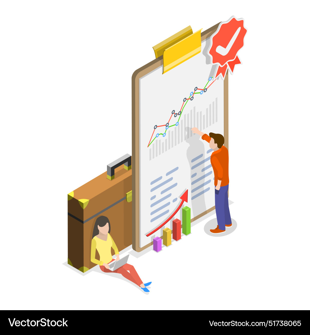 3d isometric flat of safety work Royalty Free Vector Image