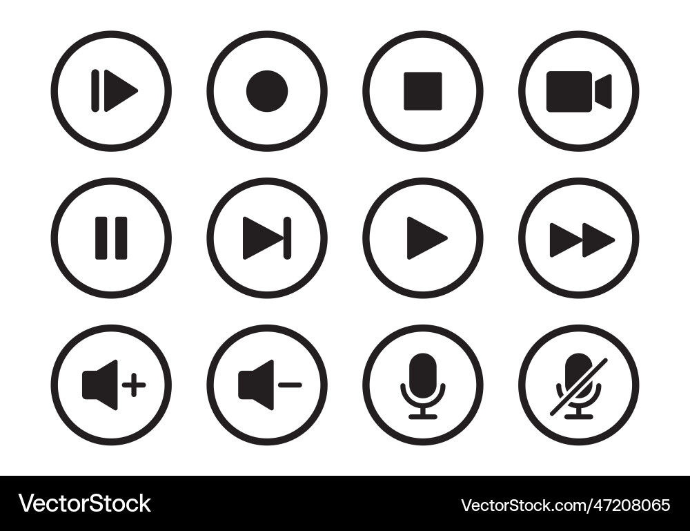 Audio video music player button icon sound Vector Image