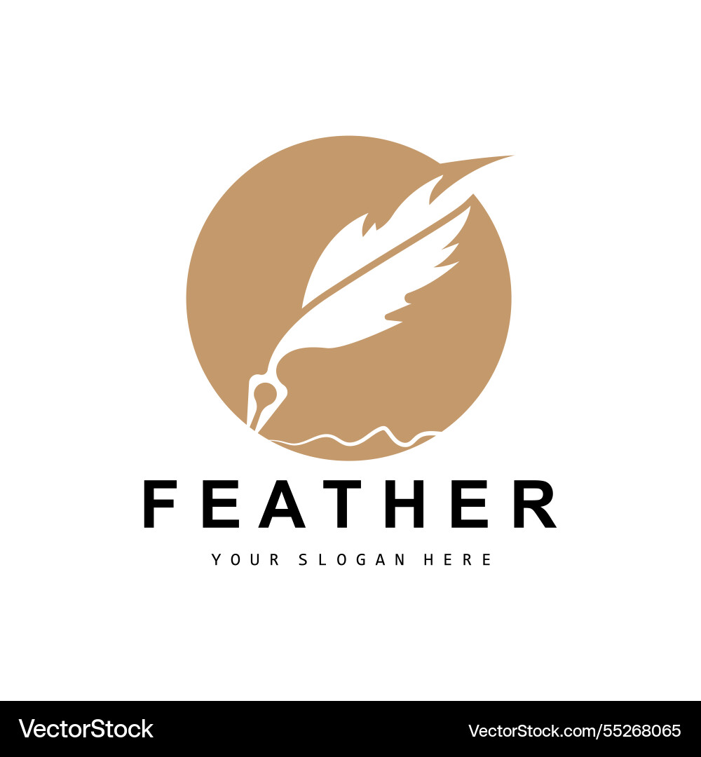 Feather logo animal wing design icon template Vector Image