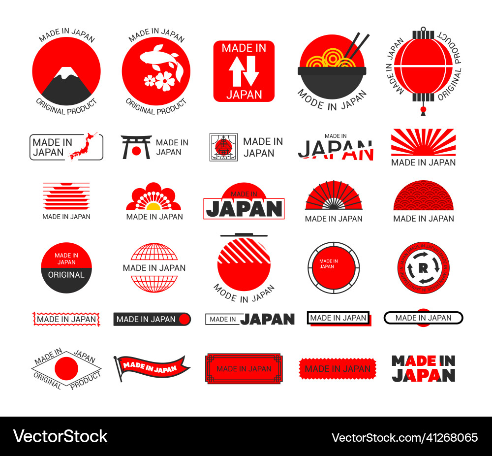 Japanese Made in Japan Stickers Royalty Free Vector Image