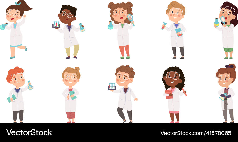 Kids Doing Chemistry Experiment Royalty Free Vector Image