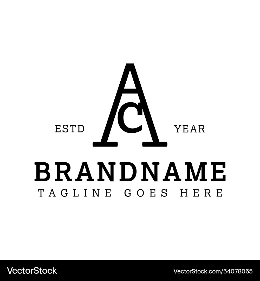 Letters ac monogram serif logo suitable for any Vector Image