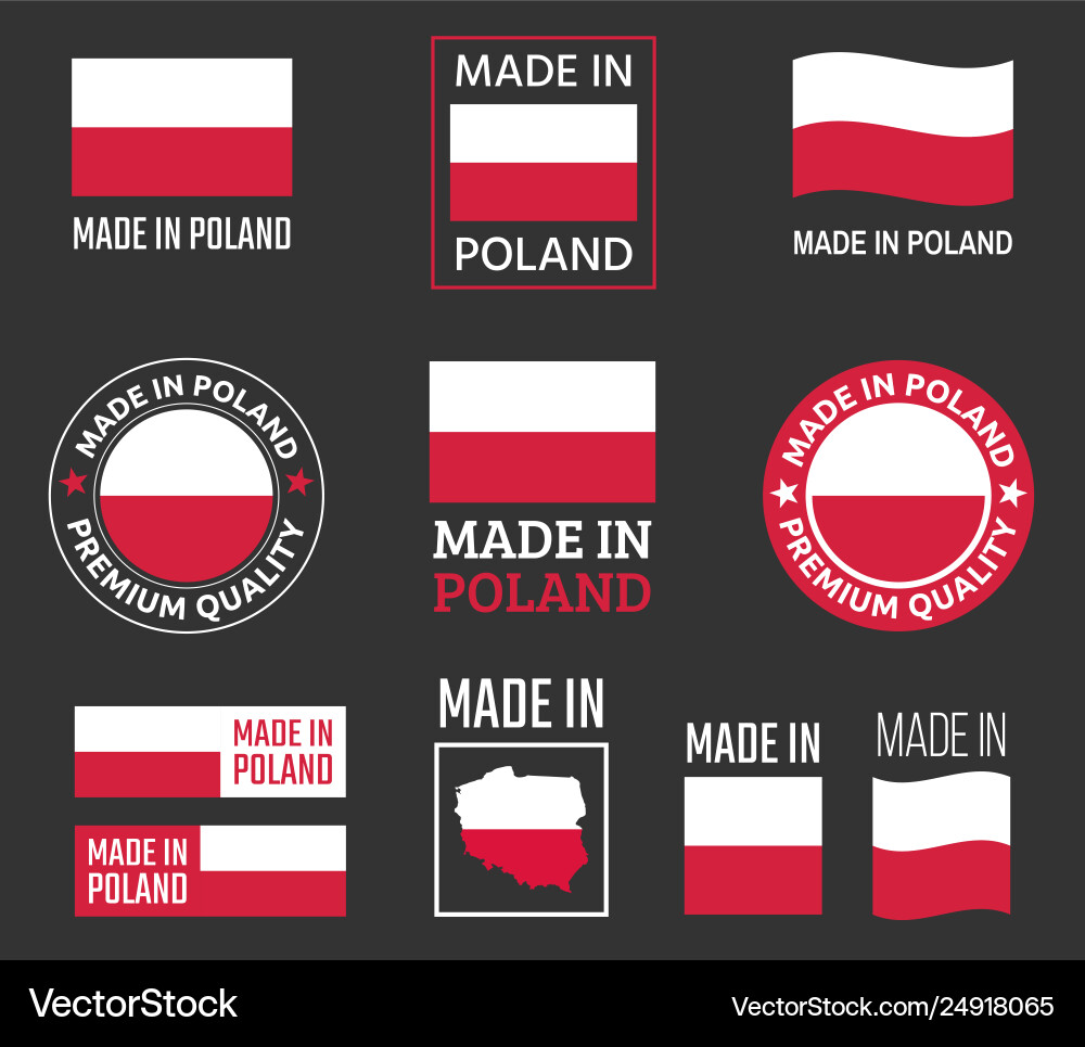 Made in poland icon set product Royalty Free Vector Image