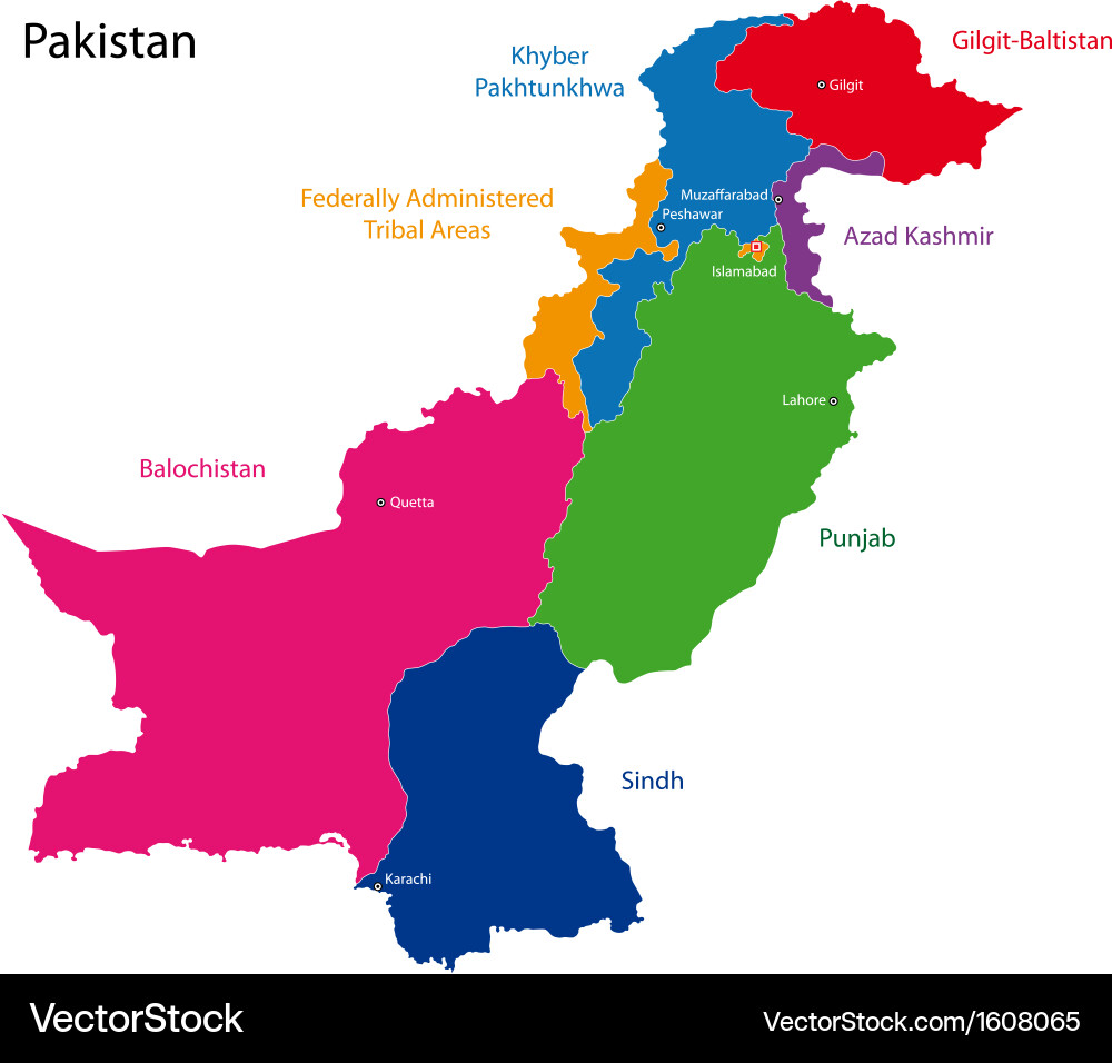 Pakistan map Royalty Free Vector Image - VectorStock