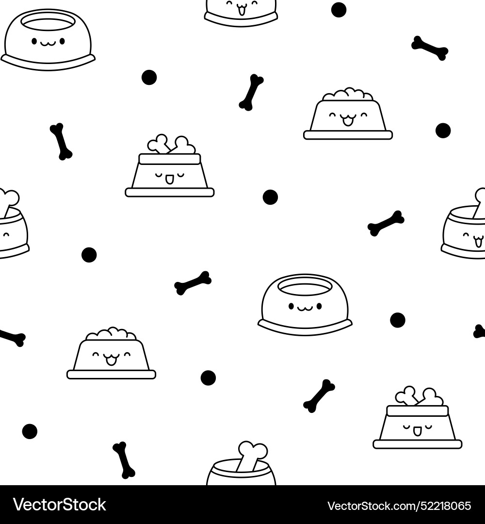 Pets bowl with happy face coloring page Royalty Free Vector