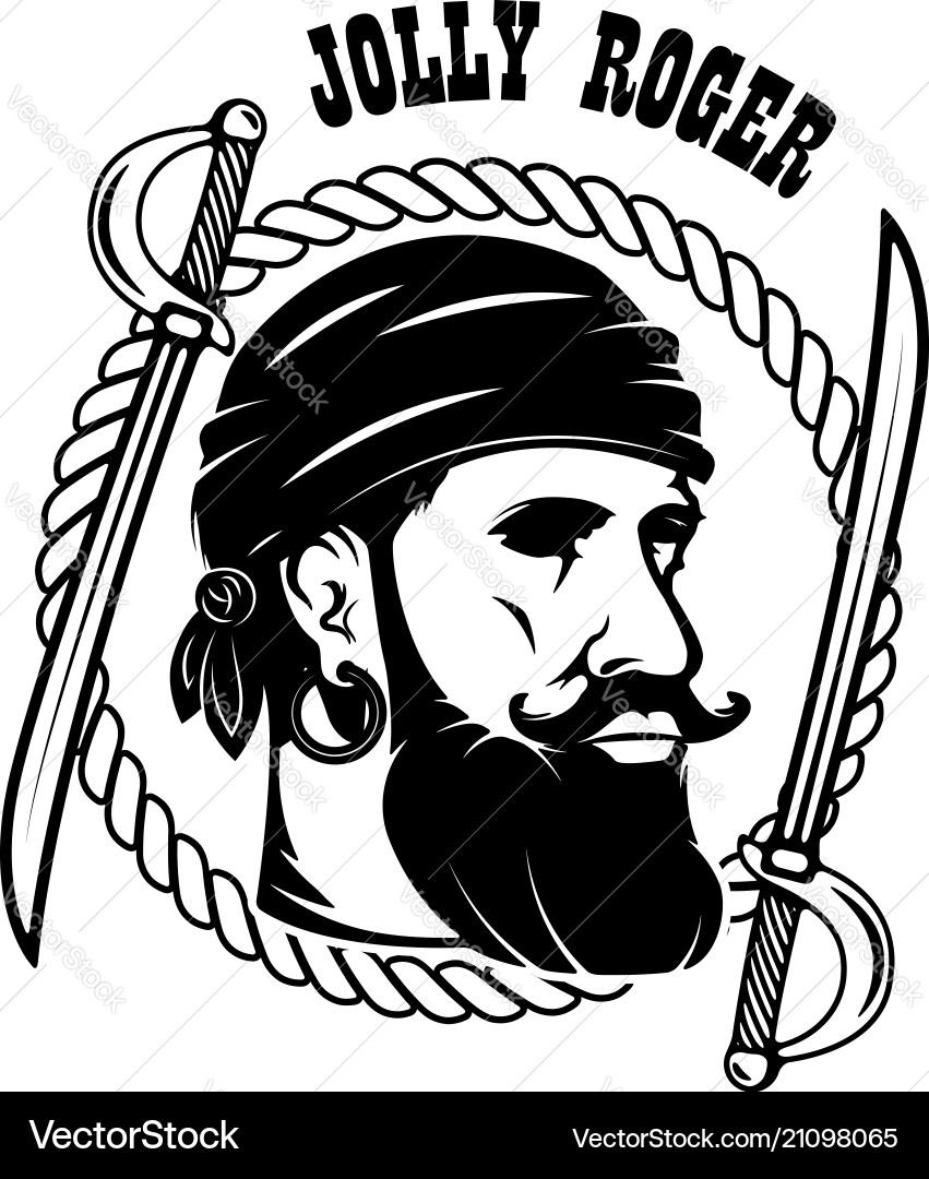 Piraten Emblem Vorlage mit Schwertern und Piraten Vektorbild