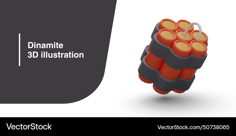 Poster with 3d realistic red dynamite fuse Vector Image