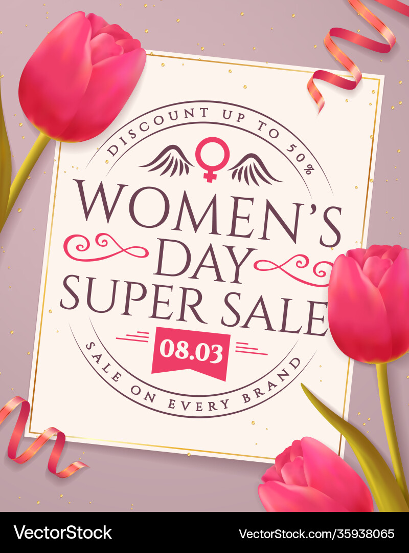 Womens day sale banner Royalty Free Vector Image
