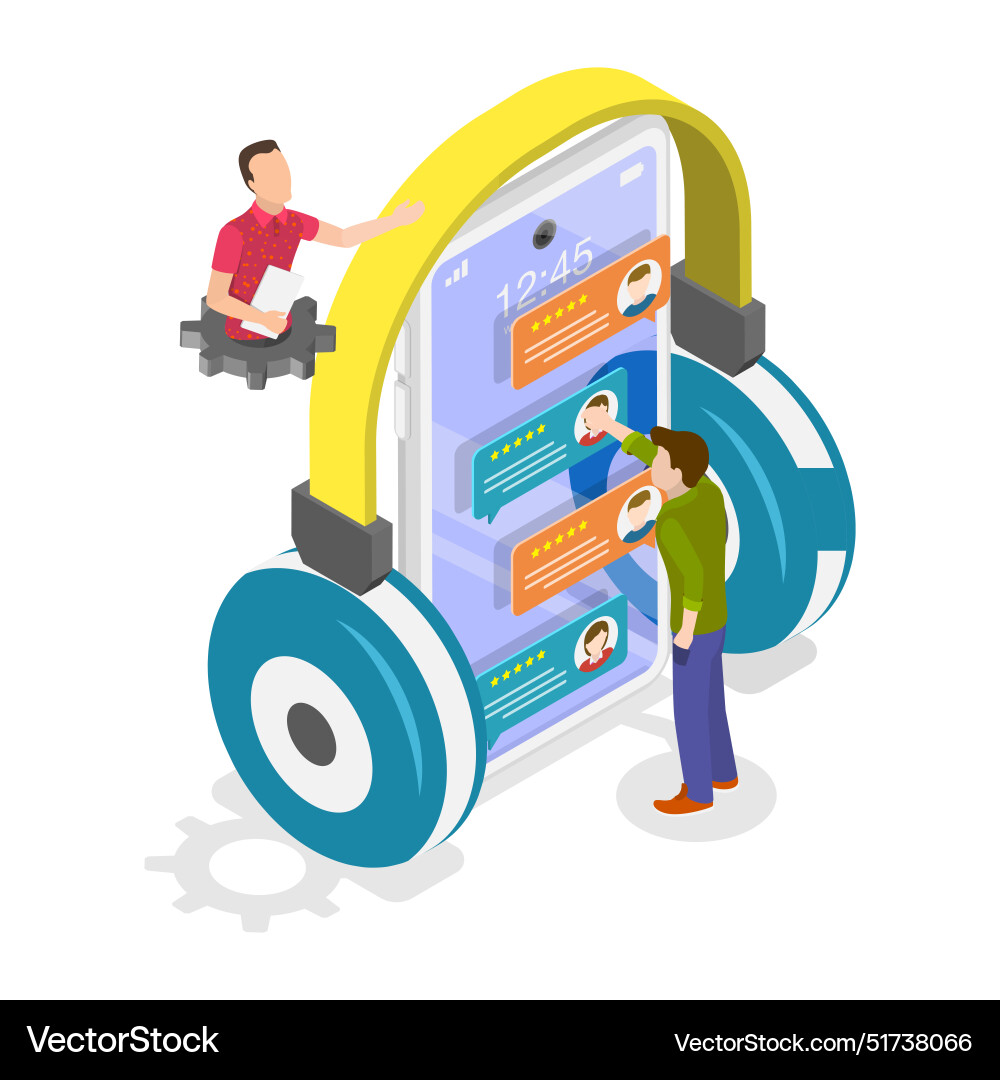 3d isometric flat of customer service Royalty Free Vector