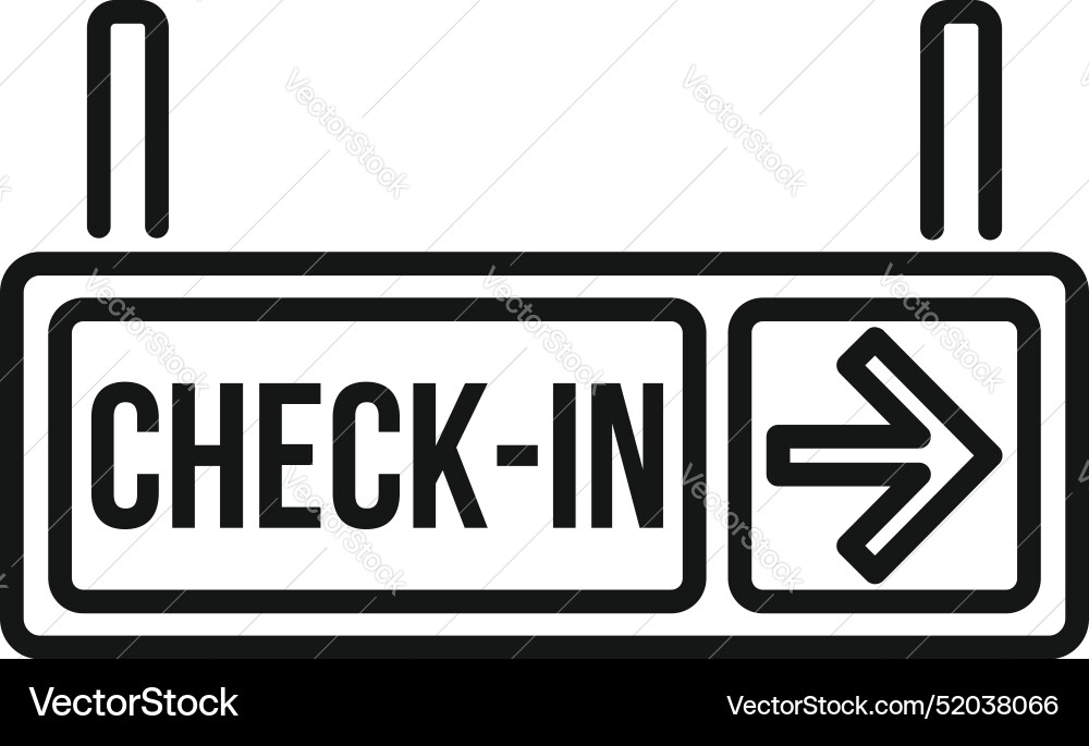 Airport check in sign showing direction with arrow