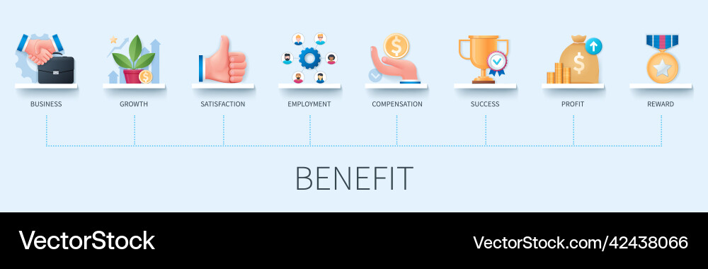 Benefit web infographics in 3d style Royalty Free Vector