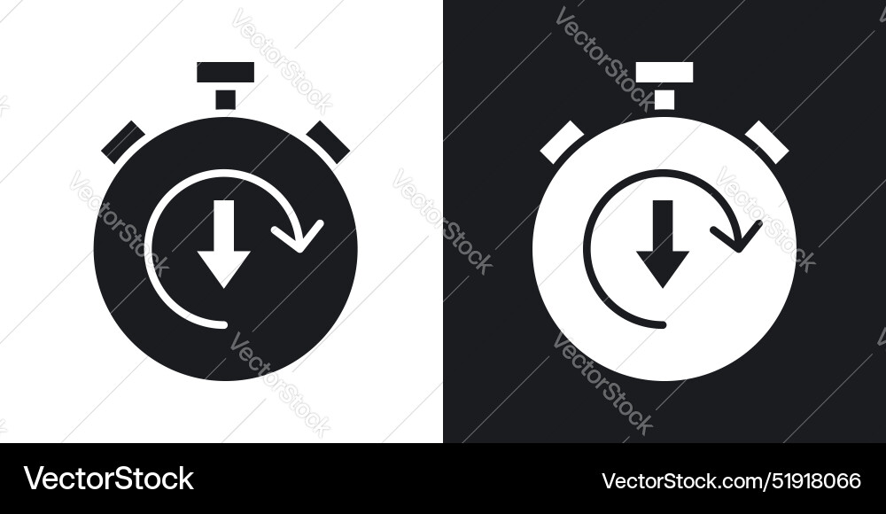 Down time icon set in solid black and white color Vector Image