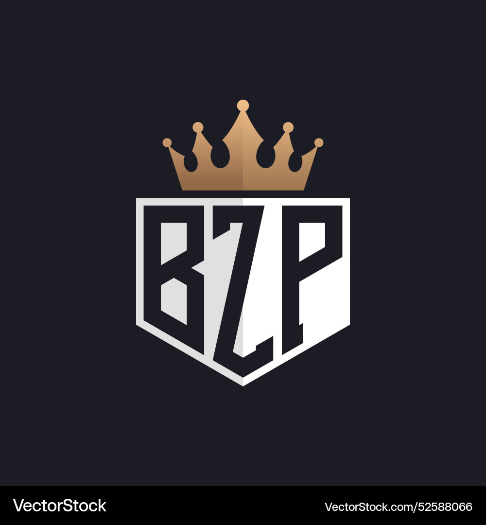Luxury bzp logo with crown elegant initials Vector Image
