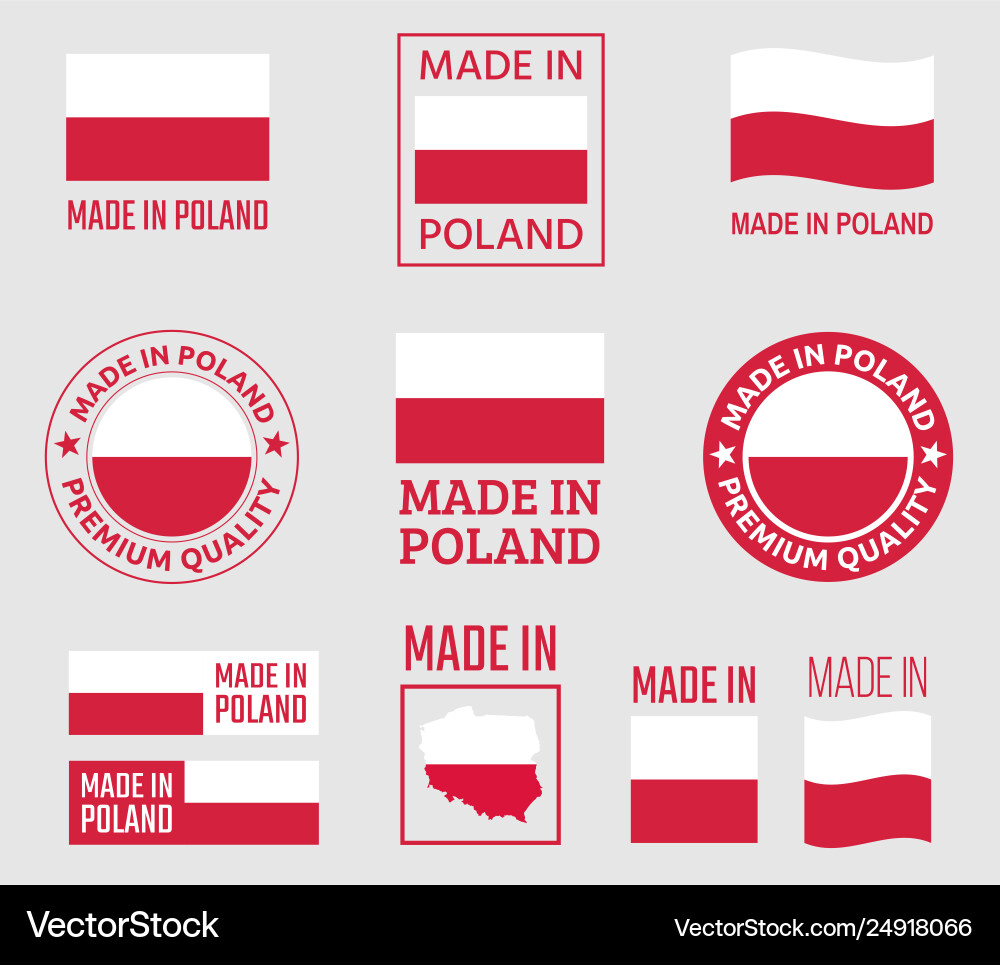 Made in poland labels set product Royalty Free Vector Image