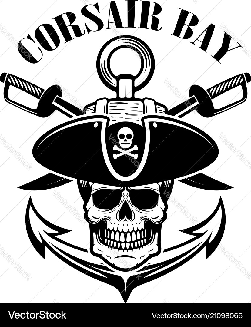 Pirates emblem template with swords and pirate Vector Image