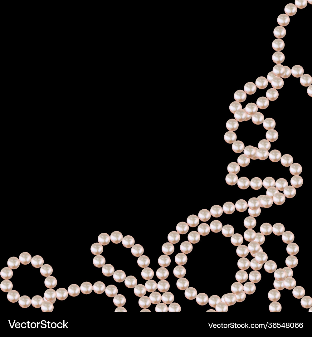 Realistic luxury string pearls on black Royalty Free Vector