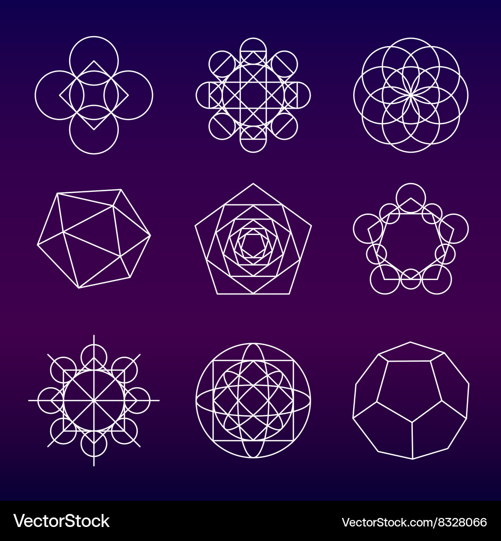 Sacred geometry symbols set Royalty Free Vector Image