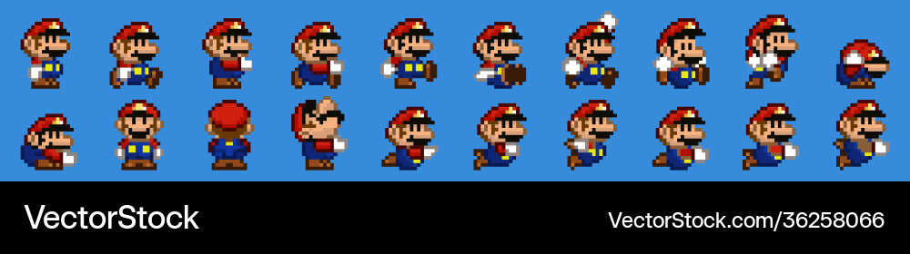 Super Mario Pixel Art - Retro Game Royalty Free Vector Image