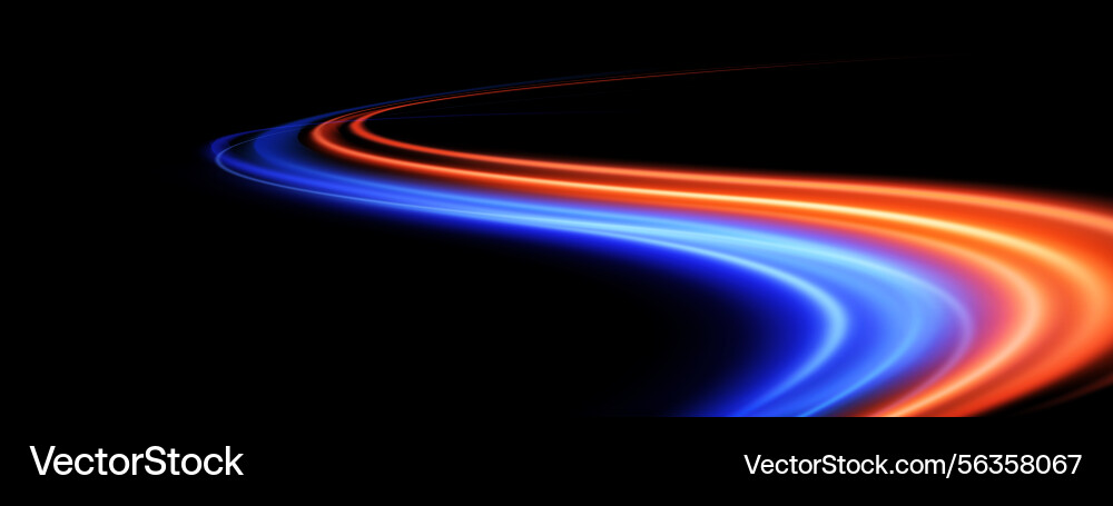 A dynamic flow of beautiful blue and orange light Vector Image