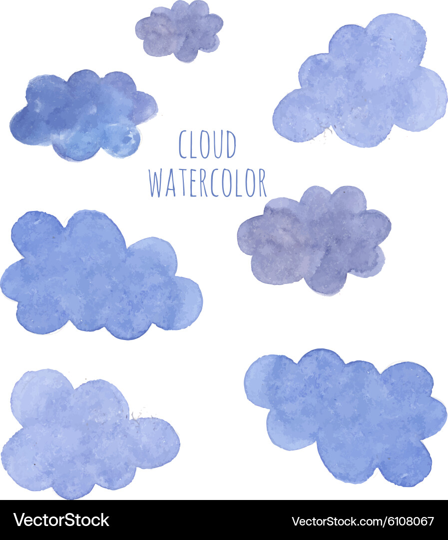 Blue Watercolor Cloud Set Royalty Free Vector Image