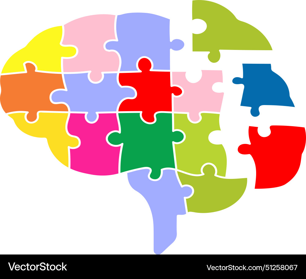 Brain puzzle logo design template icon Royalty Free Vector